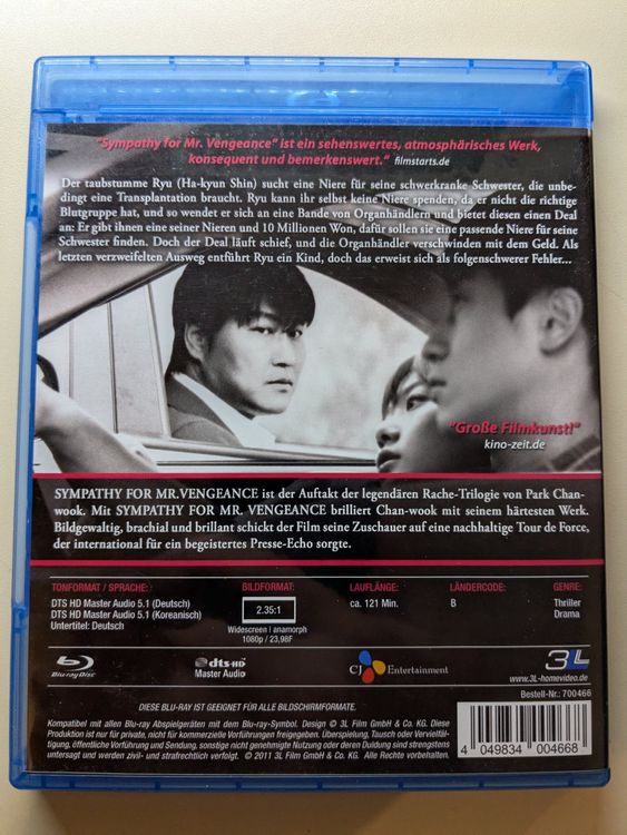"Sympathy for Mr. Vengeance" von Park Chan-wook [Blu-ray] (Gebraucht ...