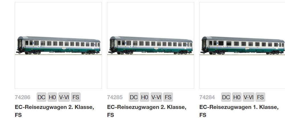 NEU - Set EC Wagen FS Trenitalia Roco 74284 - 74285 - 74286 | Acheter ...