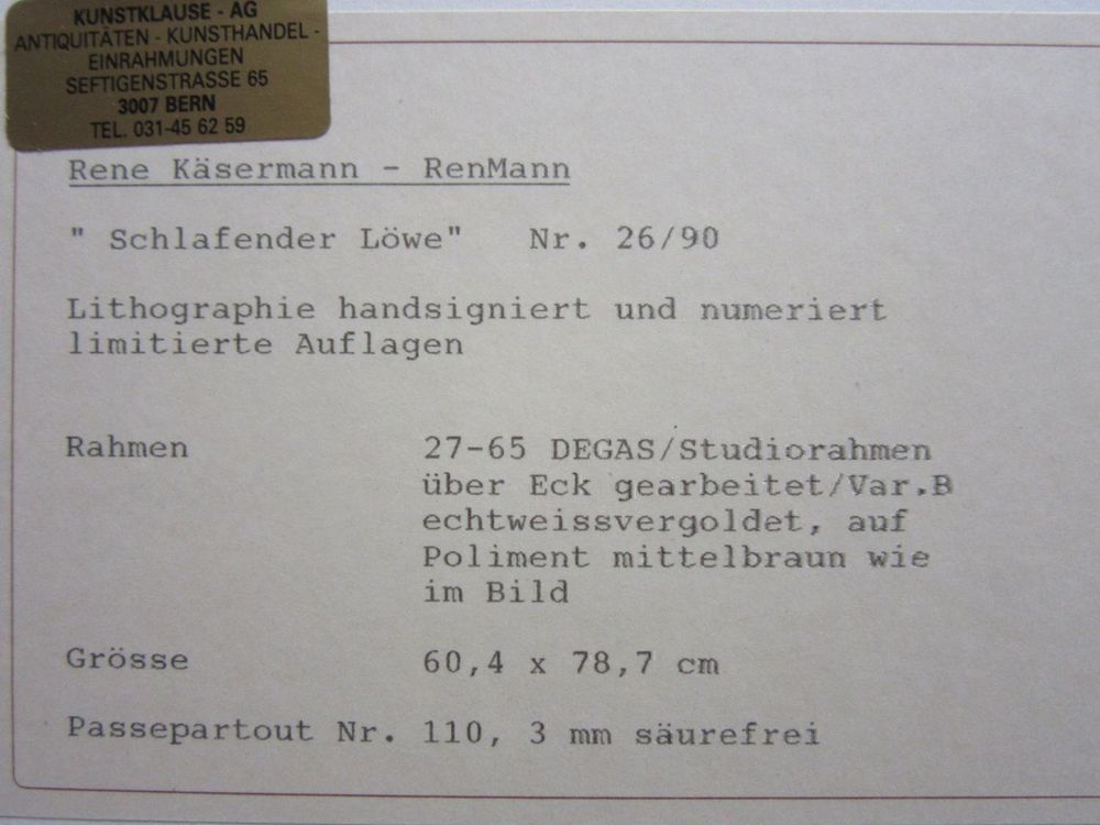 RENE KÄSERMANN (RENMANN)/REF.MIT R.EING. (Gebraucht) in Gersau für CHF 168 – nur Abholung auf ...
