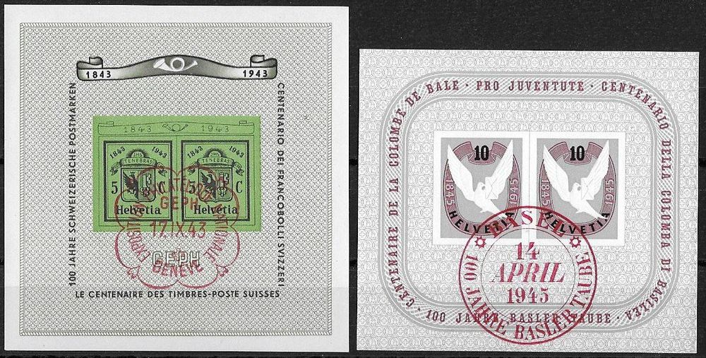 1943/45 Genfer+Basel Block rote ERSTTAG-Sonder-o top ab 1.- | Kaufen auf Ricardo