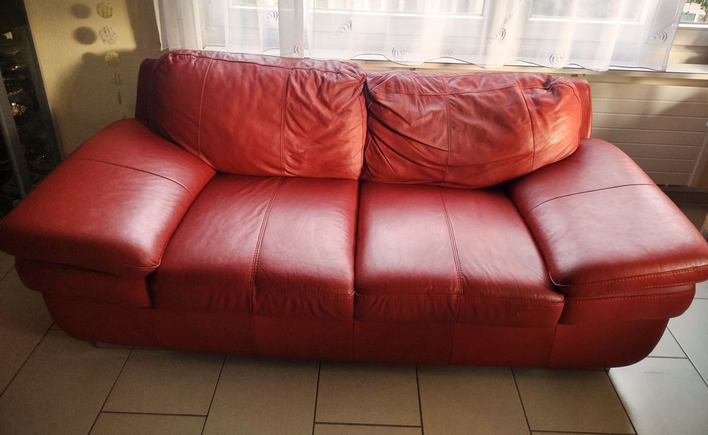 Leder Sofa rot | Kaufen auf Ricardo