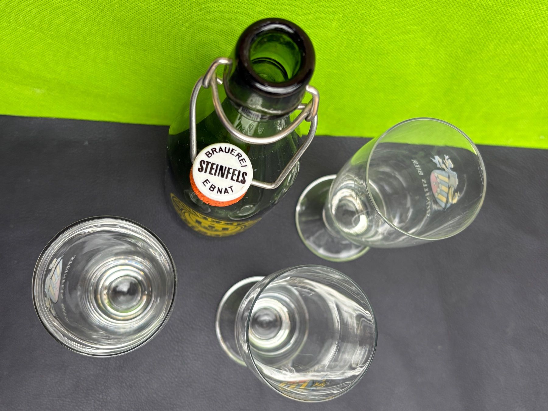 3 alte Biergläser und 1 Flasche BRAUEREI STEINFELS EBNAT (Gebraucht) in ...