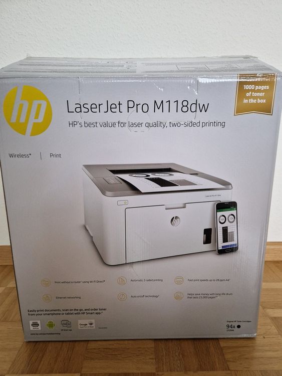 Neuer Drucker, nie gebraucht (HP LaserJet Pro M118dw) | Kaufen auf Ricardo
