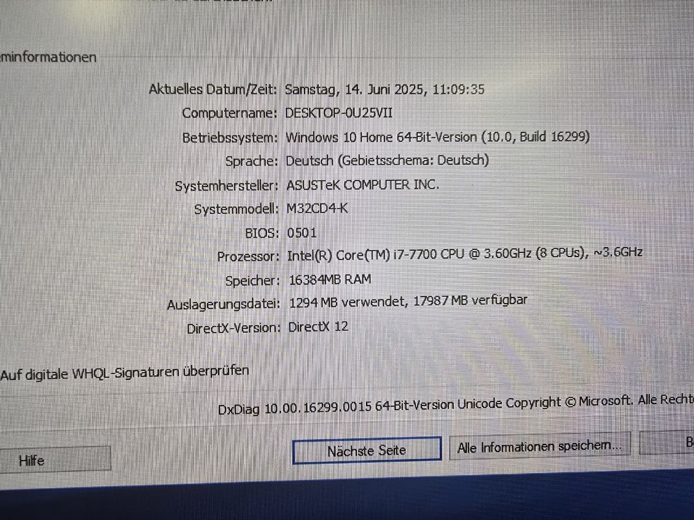 Asus M32 Series PC, Intel Core i7-7700, 16GB RAM (Gebraucht) in ...