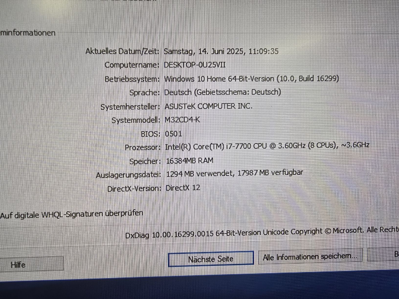 Asus M32 Series PC, Intel Core i7-7700, 16GB RAM (Gebraucht) in ...