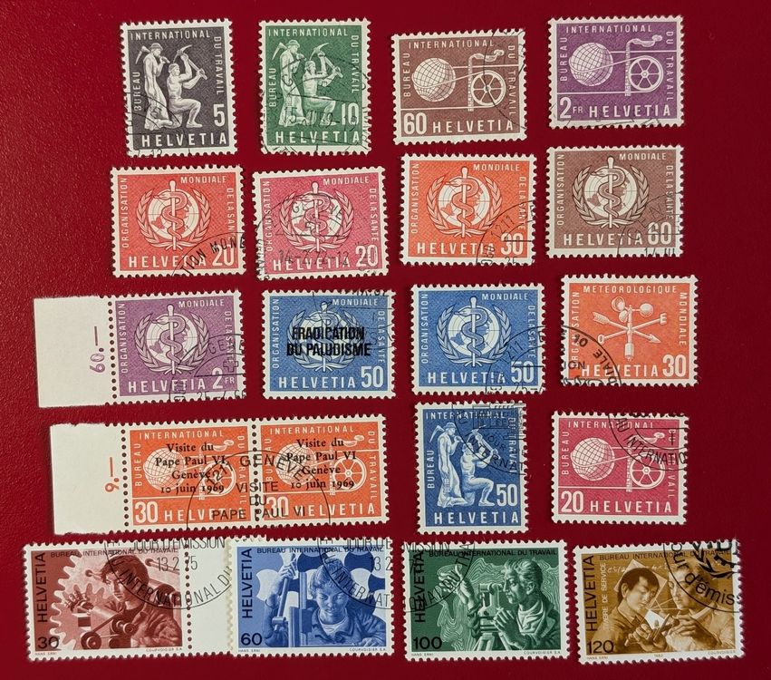 DIENST IV BIT ILO AB 95 1956, VI OMS WHO AB 28 1957 GEBR. (Gebraucht ...