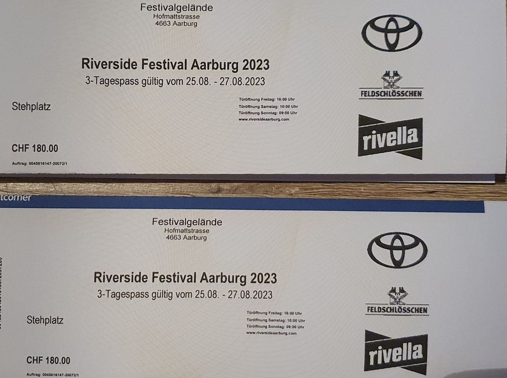 Riverside Festival Aarburg 2023 3 Tagespass (Neu (gemäss Beschreibung)) in Niedergösgen für CHF ...