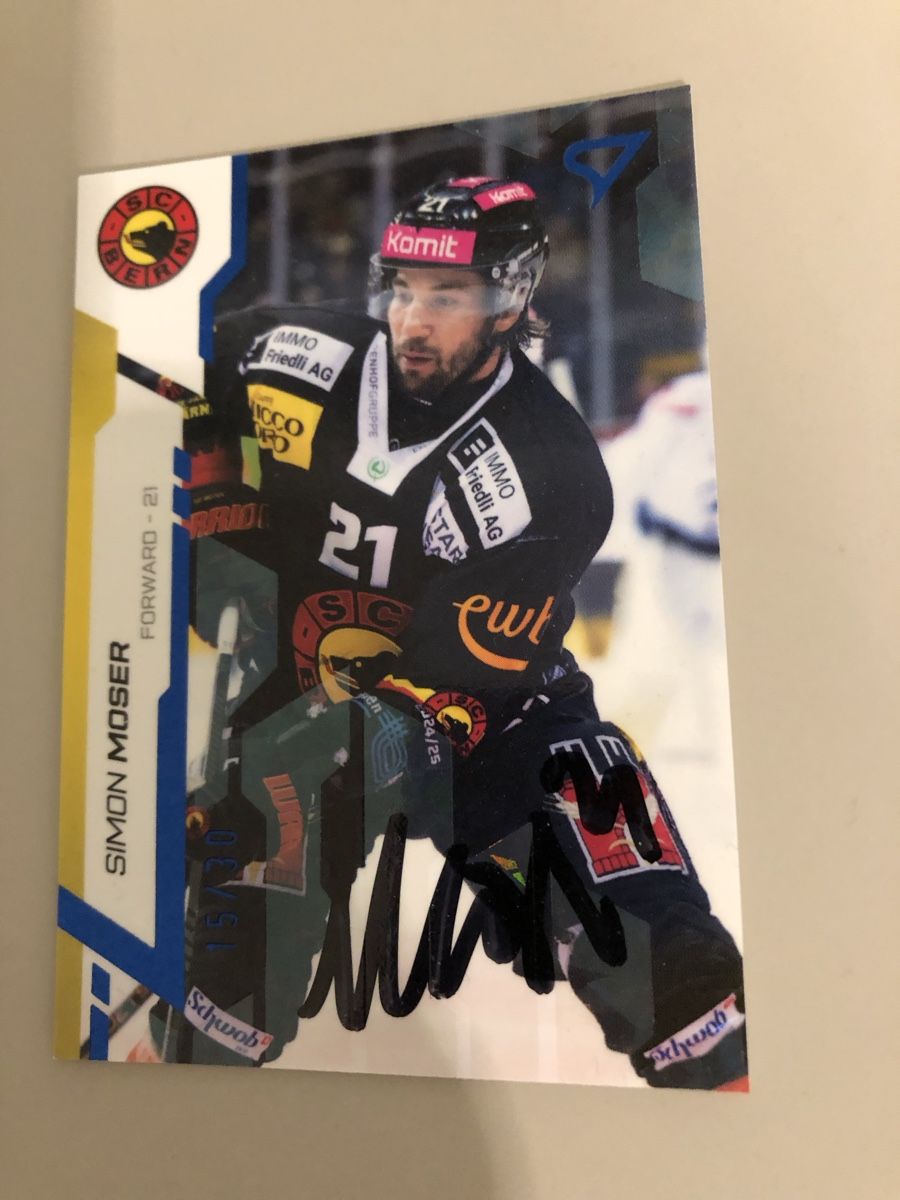 Simon Moser SCB SCL Tiger NHL Hockey Card signiert limitiert (Gebraucht ...