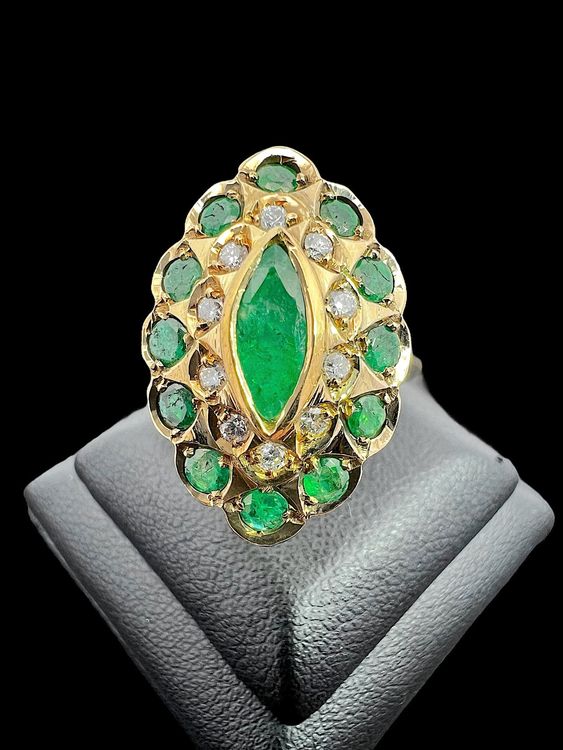 Smaragd 2c und Diamanten 0.25c Ring 18k GG Grösse 56.5 *S797 (Gebraucht ...