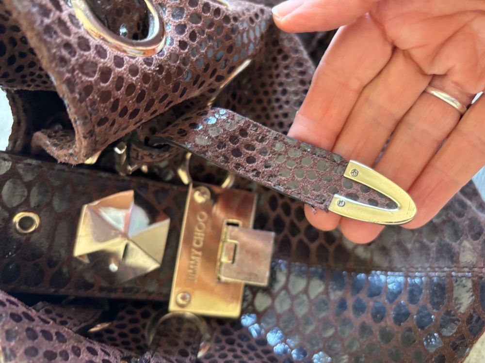 Sac Jimmy Choo en cuir style python intérieur daim soigné (D'occasion ...