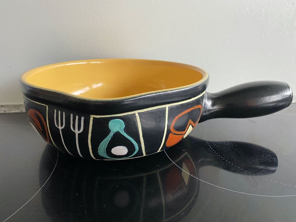 60er:Fonduecaquelon, Landert Keramik, Vintage, top (Gebraucht) in Aefligen für CHF 32 – mit ...