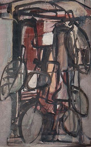 Walter Emil Müller. Fahrräder um 1940. Öl auf Papier | Kaufen auf Ricardo