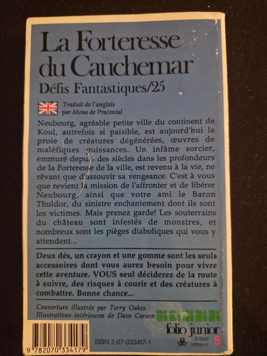 Livre dont vous êtes le héros - La Forteresse du Cauchemar (D'occasion ...