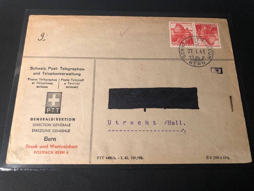 Zensurbrief 1943 von Bern nach Utrecht Holland (Gebraucht) in Basel für CHF 6 – mit Lieferung ...