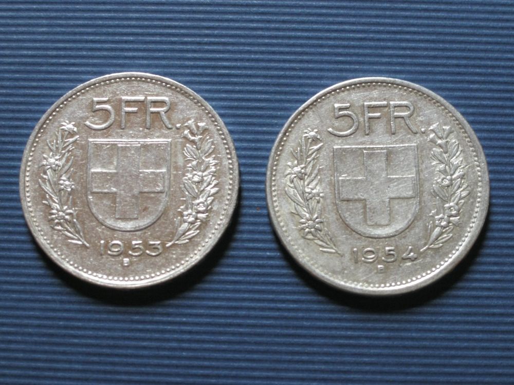 Schweizer Münzen 5 Franken 1953 + 1954 | Kaufen auf Ricardo