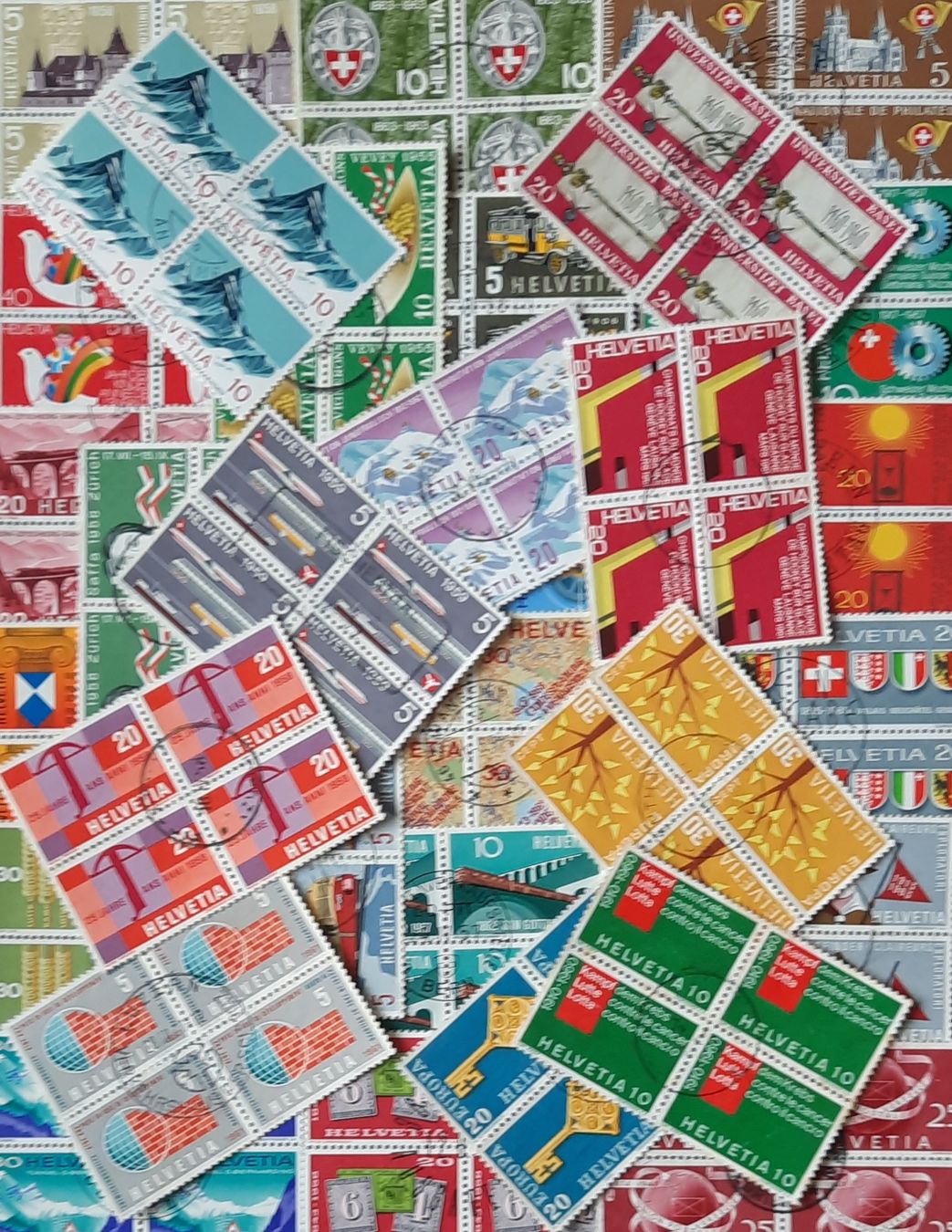 1-20-5 Timbres Helvetia oblitérés. Blocs4 (D'occasion) à GENEVE pour ...