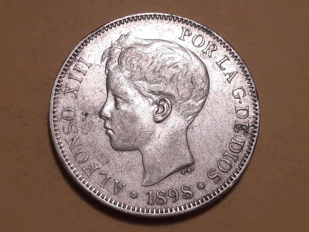 Spanien 5 Pesetas "Alfonso XIII" 1898 SG V Silber (Gebraucht) in Buchs ...