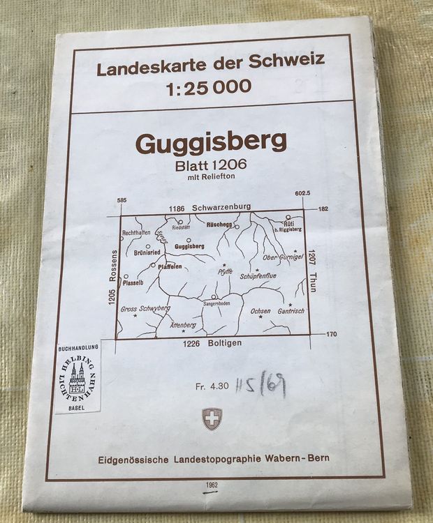 LANDESKARTE 1:25000 GUGGISBERG 1962 | Kaufen auf Ricardo