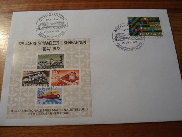 Brief 1972, mit Vignettenblock 125 Jahre Schweiz. Eisenbahn (Gebraucht) in Niederwil AG für CHF ...
