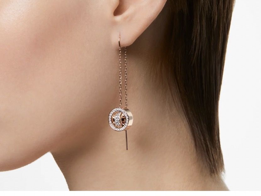 Swarovski Hollow Drop-Ohrhänger Lang, Weiß, Roségold (Neu und ...