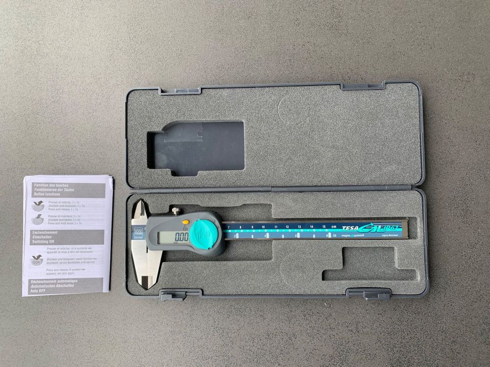 Messschieber 150mm digital TESA-CAL, IP67 inkl. Etui | Acheter sur Ricardo