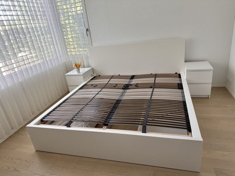 IKEA MALM Bett, weiss, mit Schubladen und Lattenrost. Top! (Gebraucht ...