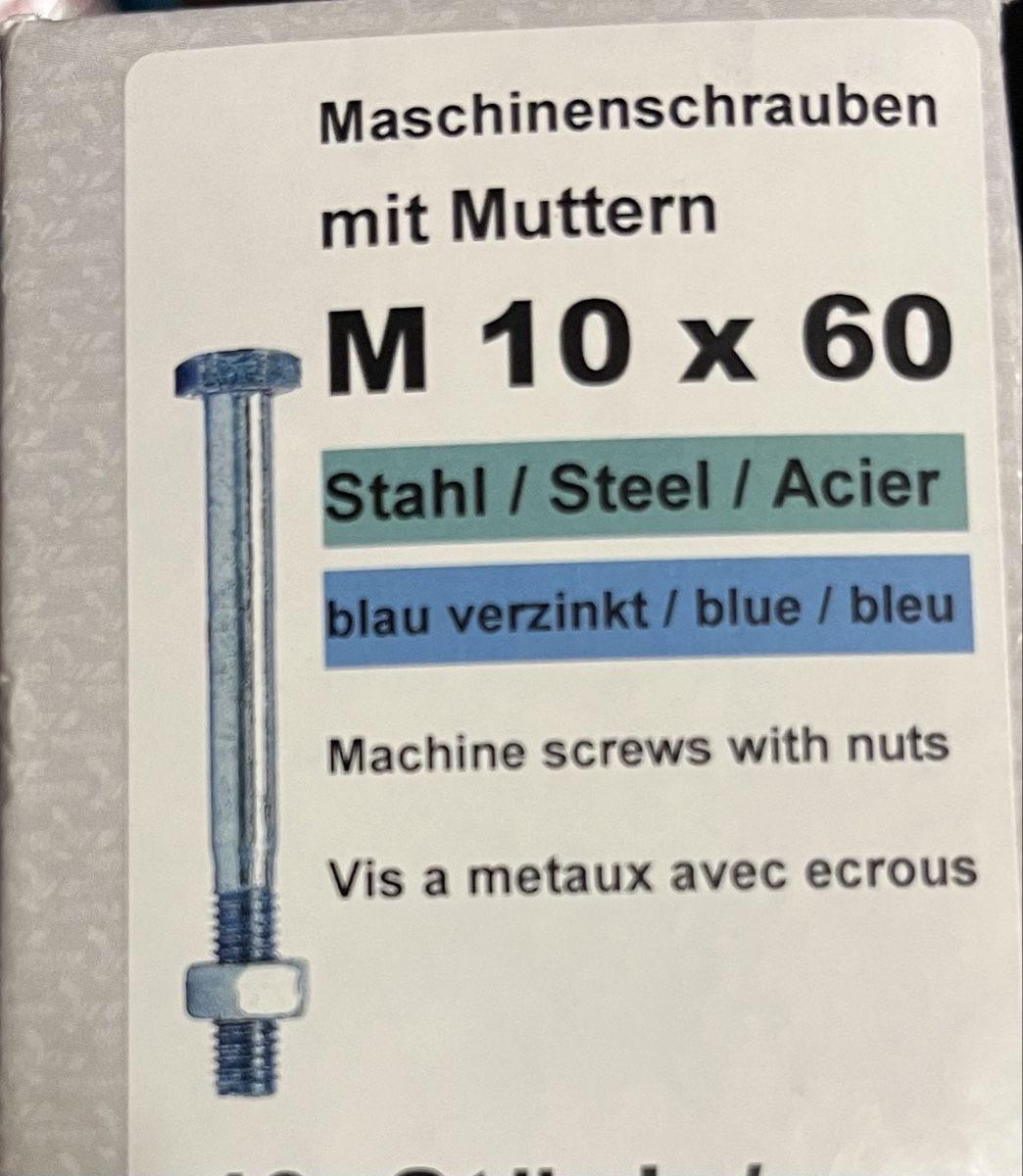 29 Stk. Maschinenschrauben M10 x 60, Stahl blau verzinkt (Neu (gemäss ...