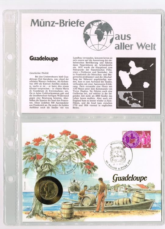 1985 Guadeloupe_Münzbrief mit Beschreibung (Gebraucht) in Hombrechtikon für CHF 1.3 – mit ...