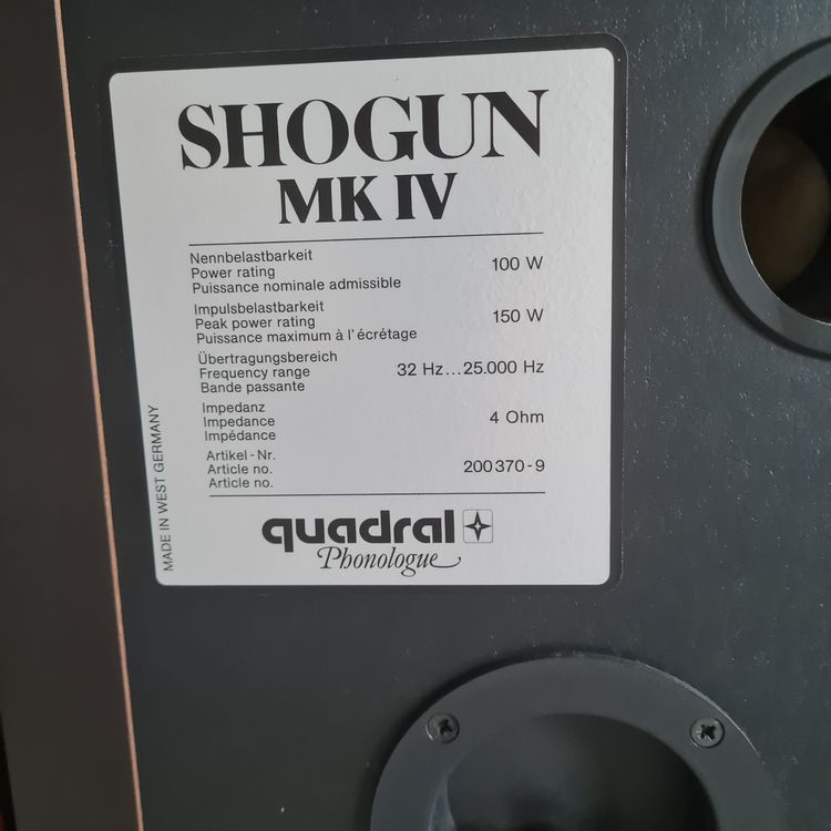 Quadral Shogun MK IV (Gebraucht) in Allschwil für CHF 41 – nur Abholung auf Ricardo kaufen
