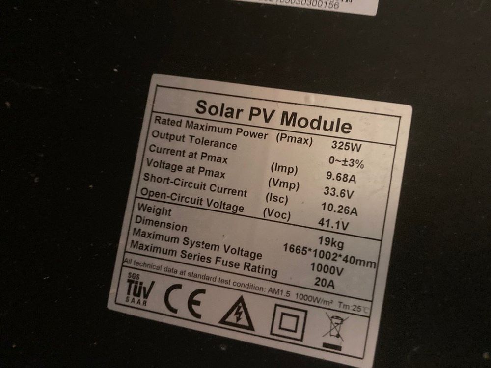 Solar Panel (PV) 325W (Ja Solar) (Gebraucht) in Grüt (Gossau ZH) für ...