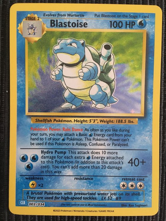 Pokemon Blastoise Holo CLV Classic Collection (Neu (gemäss Beschreibung ...