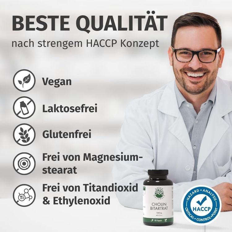 Cholin Bitartrat 1500 mg – Green Naturals® 180 Kapseln (Neu und ...