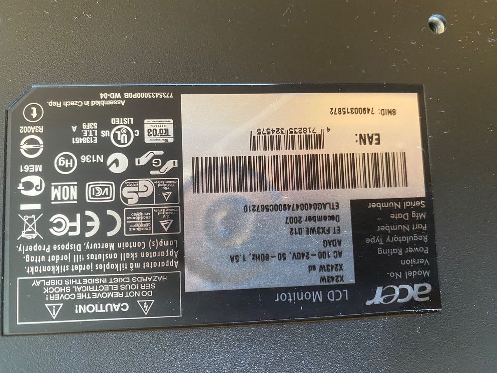 Acer X243W Computer Monitor 24" 1920 x 1200 pixels (Gebraucht) in Uster ...