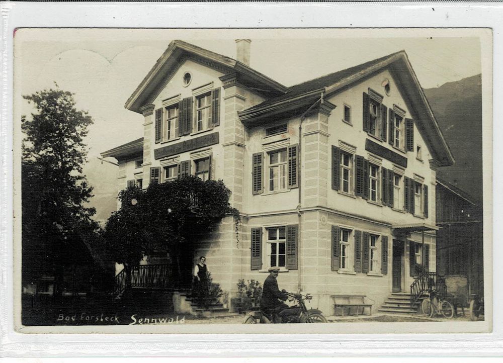 Bad Forsteck SENNWALD mit Mann auf Motorrad SG gel. 1921! | Kaufen auf Ricardo