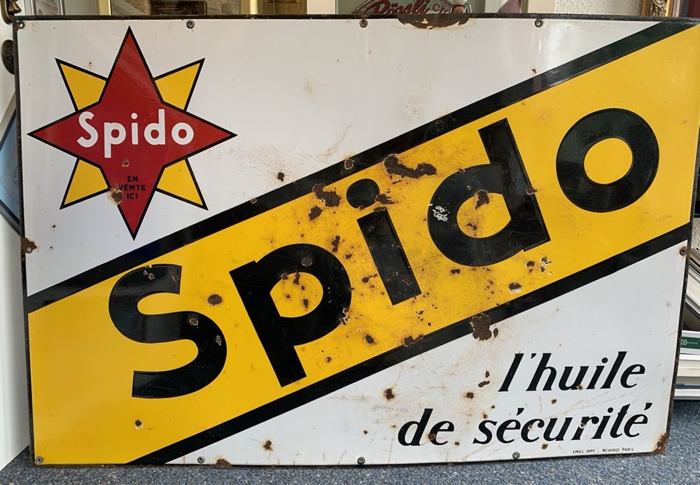 antikes Emailleschild - SPIDO Öl - ca. 1920 Neuhaus/Paris (Defekt) in ...