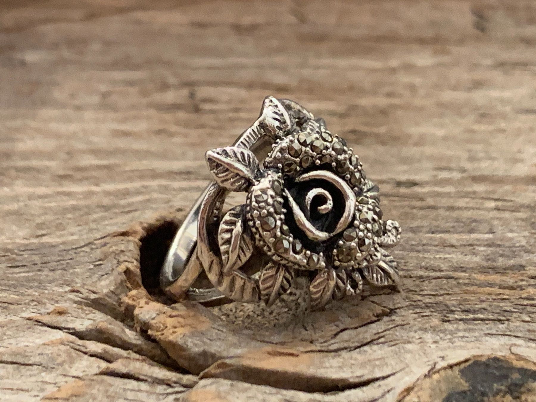 Ring 925 Sterling Silber Rose mit Markasiten edel G:52 (Neu (gemäss ...