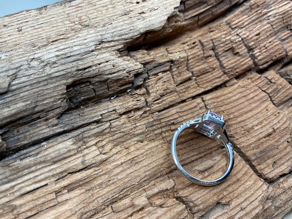 Zarter Silberring mit Amethyst und Spinel, Gr. 56 (Neu (gemäss ...