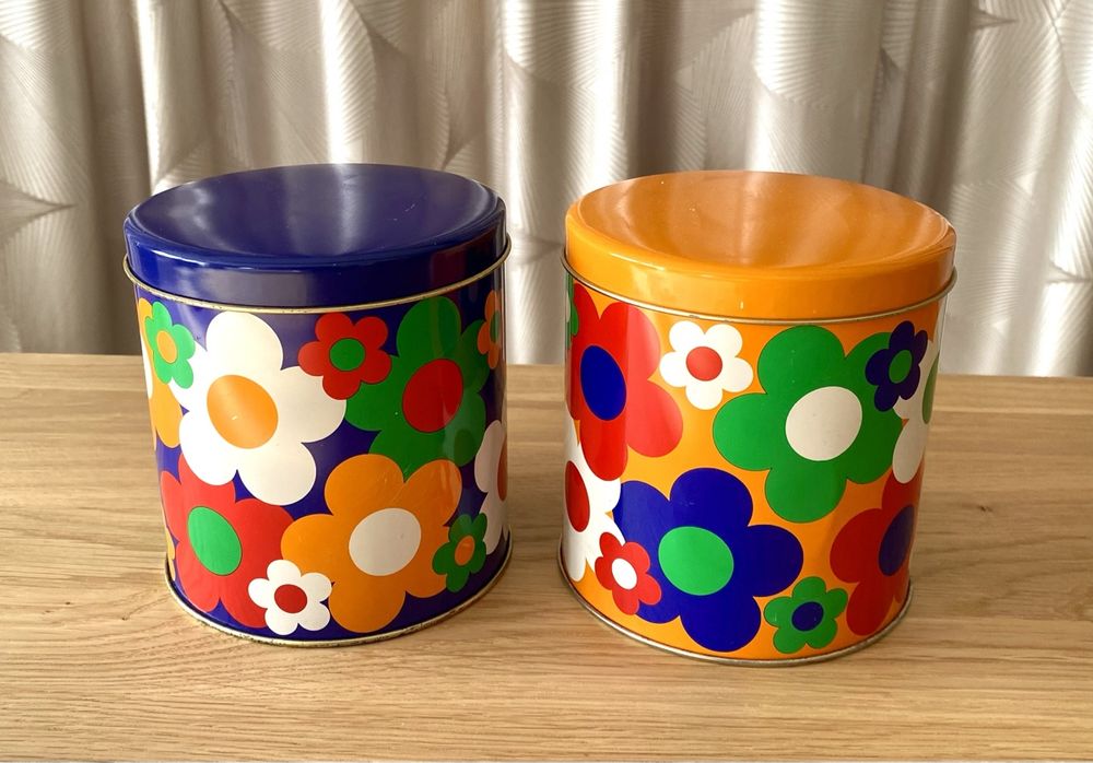 2 bunte Vintage Dosen Flower Power 70er Jahre mit Blumen | Kaufen auf ...