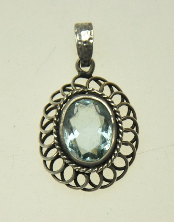 Silberanhänger mit hellblauem Stein | Kaufen auf Ricardo