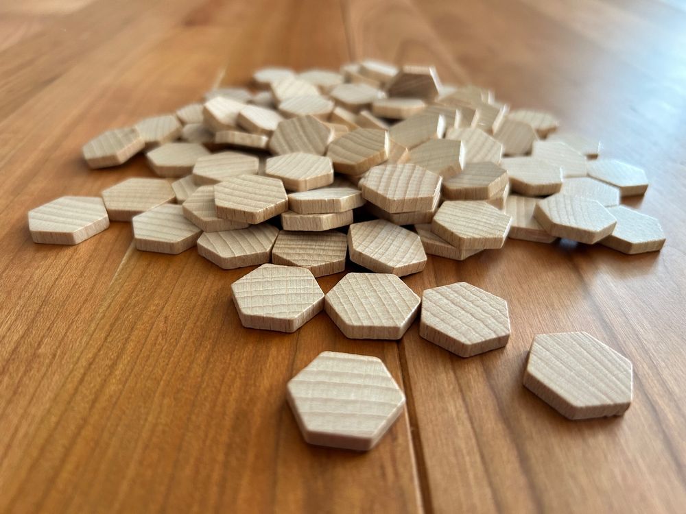 Sechsecke (Hexagone) aus Holz, 20mm, für Brettspiele (Neu (gemäss ...
