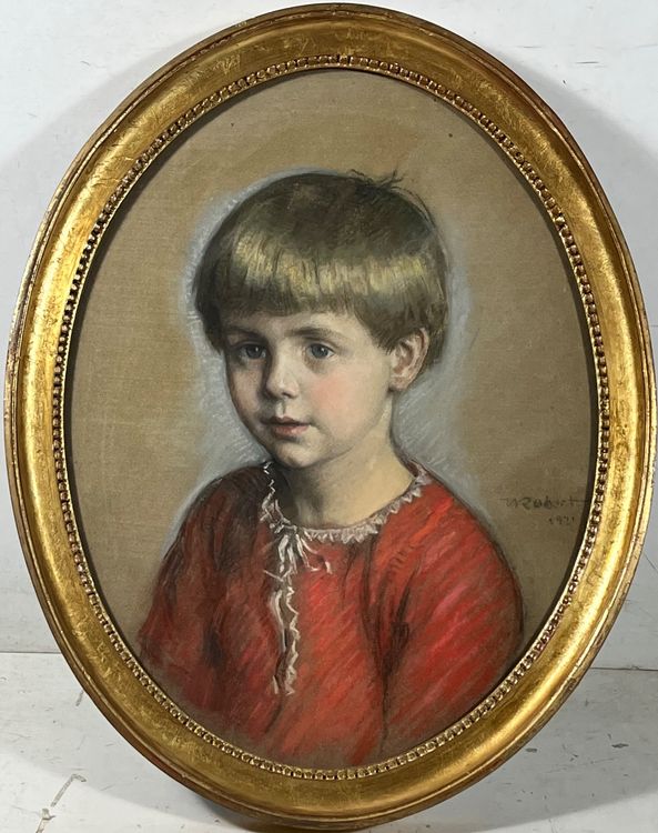 Antike Pastell Gemälde von eine Junge, Sig.: W. Robert (Gebraucht) in ...