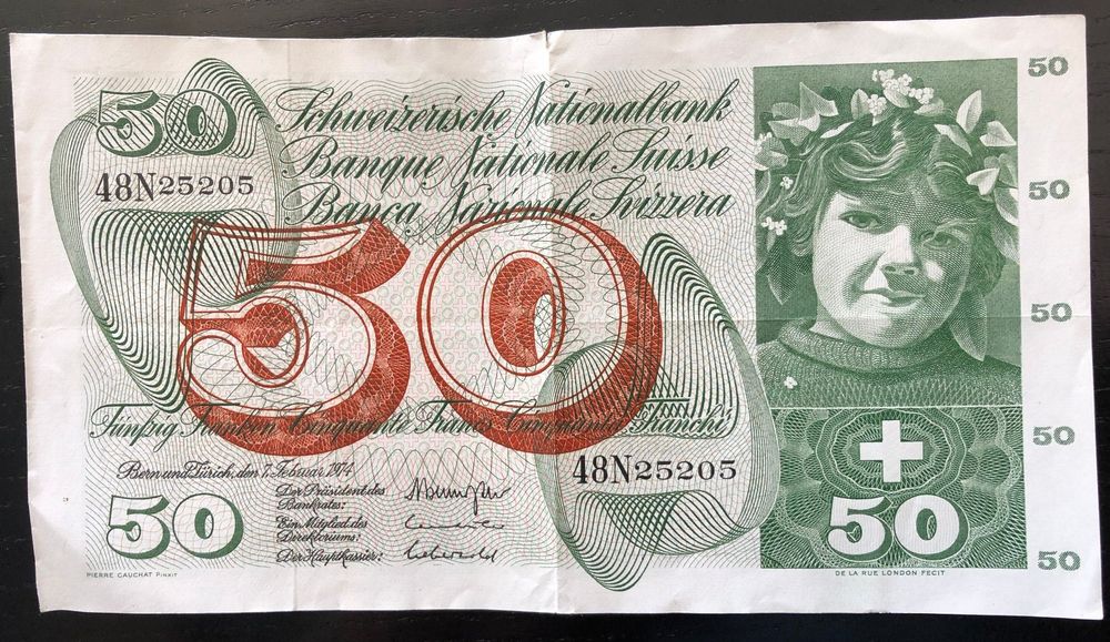 Schweizer Banknote 50 CHF 5. Ausgabe (Gebraucht) in Volketswil für CHF ...