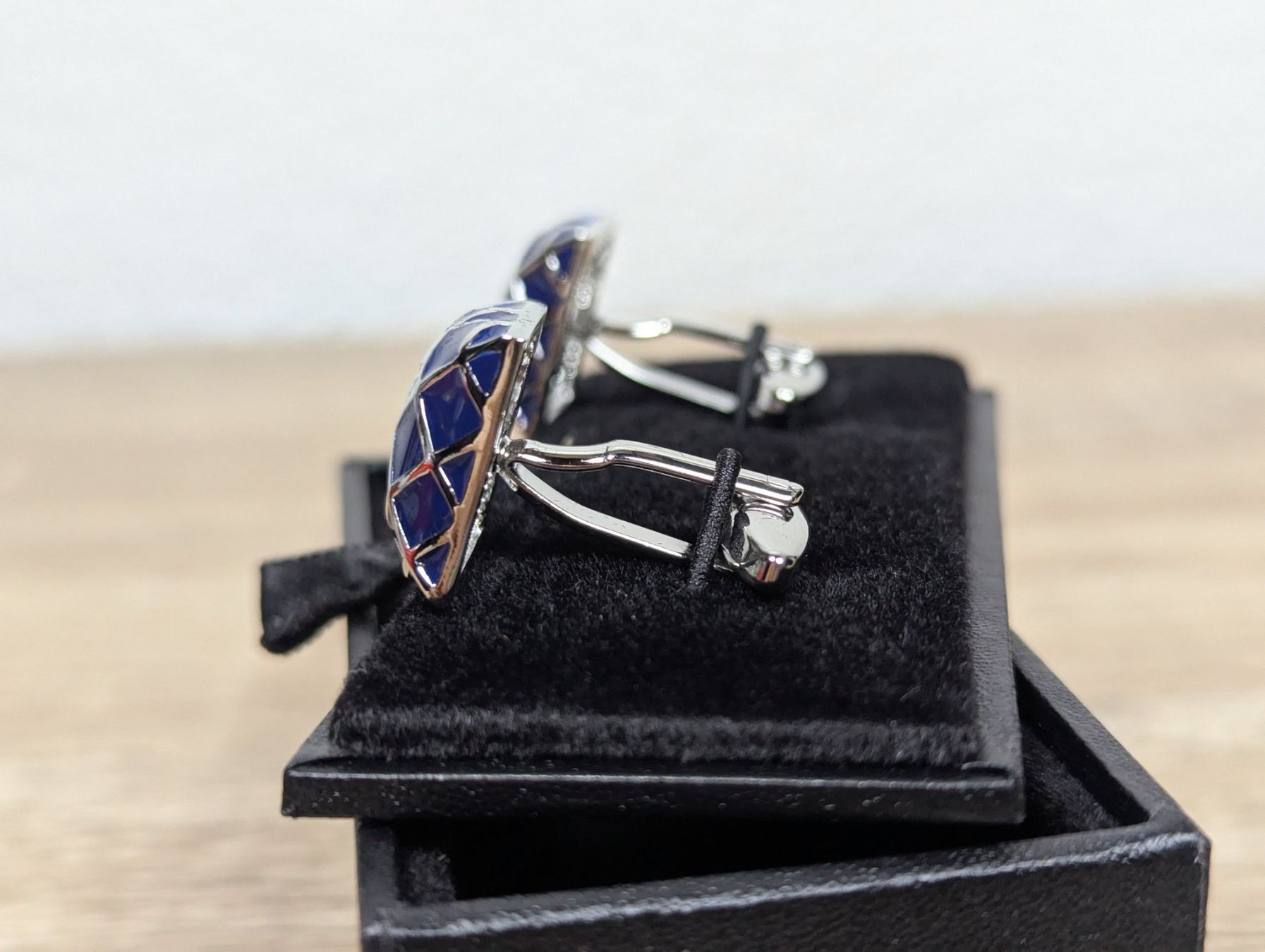 Boutons de manchette Duvernet Paris - Émail bleu - Neufs (Neu und ...