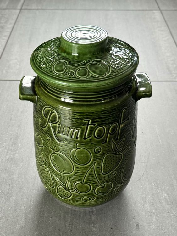 Rumtopf, Topf mit Deckel, Keramik glasiert, grün - Vintage (Gebraucht ...