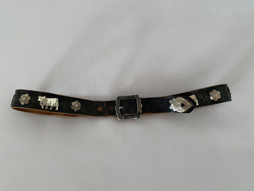 Appenzeller Gürtel mit Kuh Applikationen, Leder, 90 cm (Gebraucht) in ...