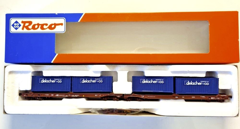 Roco 46563 öbb Doppelhuckepack Containerwagen H0 GS in OVP (Neu (gemäss ...