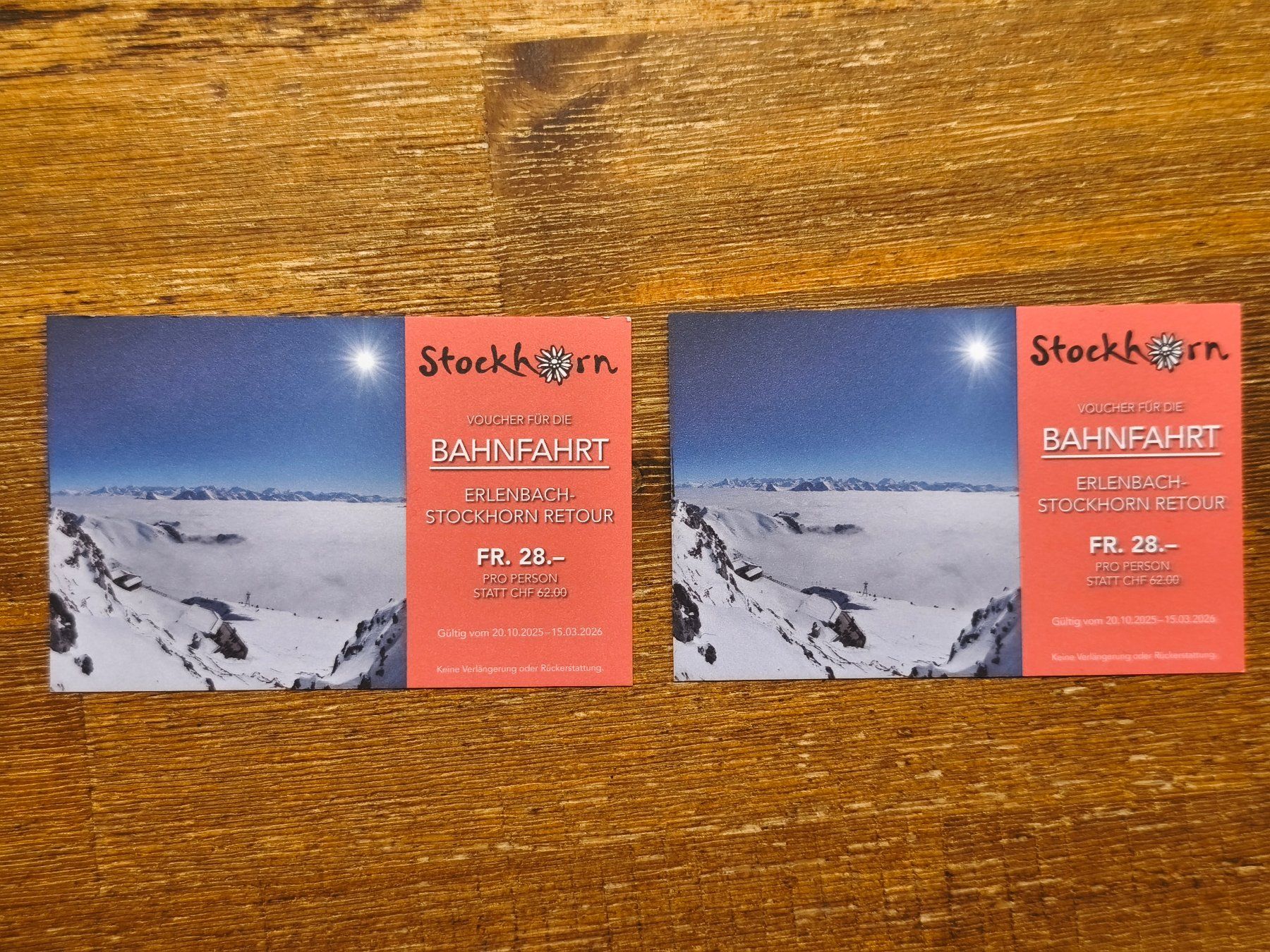 4 Voucher Bahnfahrt Erlenbach-Stockhorn retour für 28.- (Neu und ...