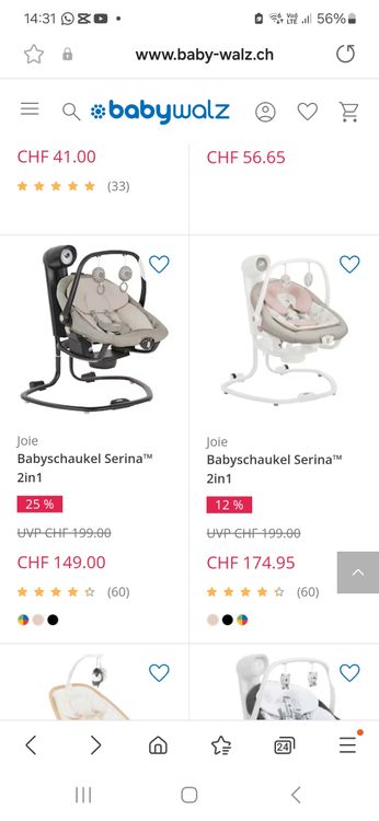Joie Babyschaukel Serina 2in1 wie neu! (Neu (gemäss Beschreibung)) in Frauenfeld für CHF 79 ...