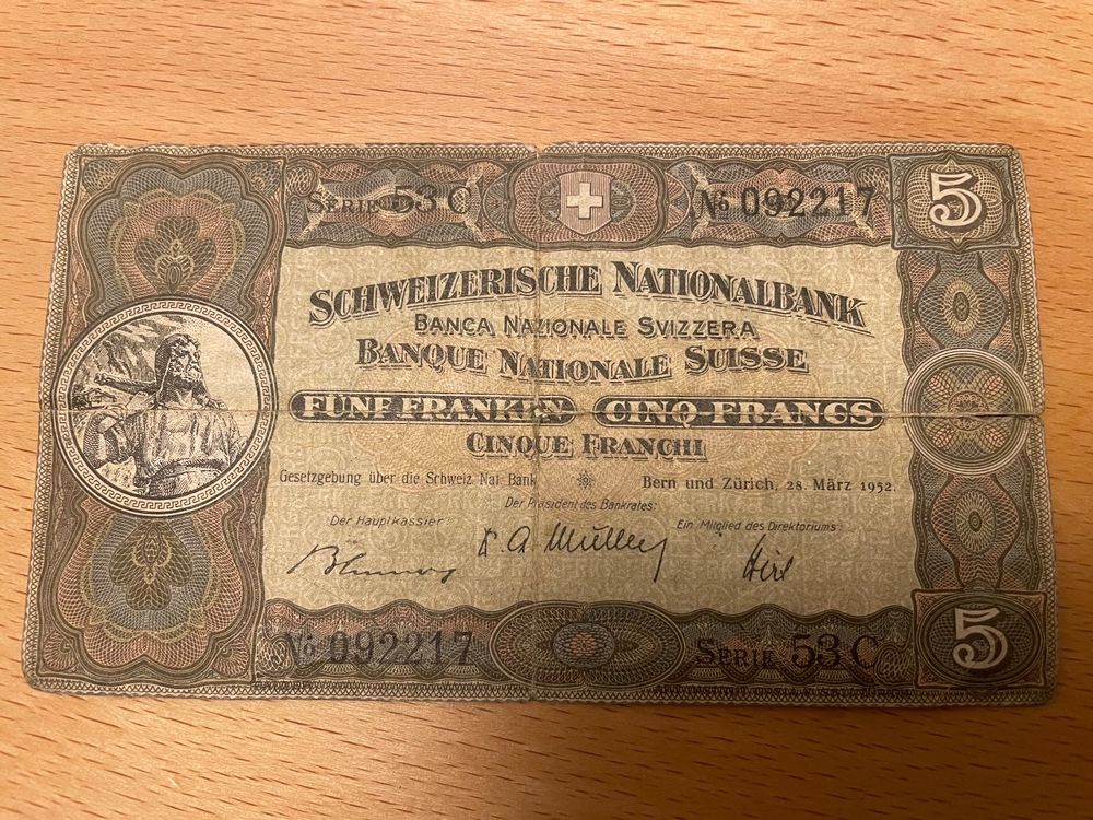 Fünffrankennote 5 Franken Note schweizerische Nationalbank (Gebraucht ...