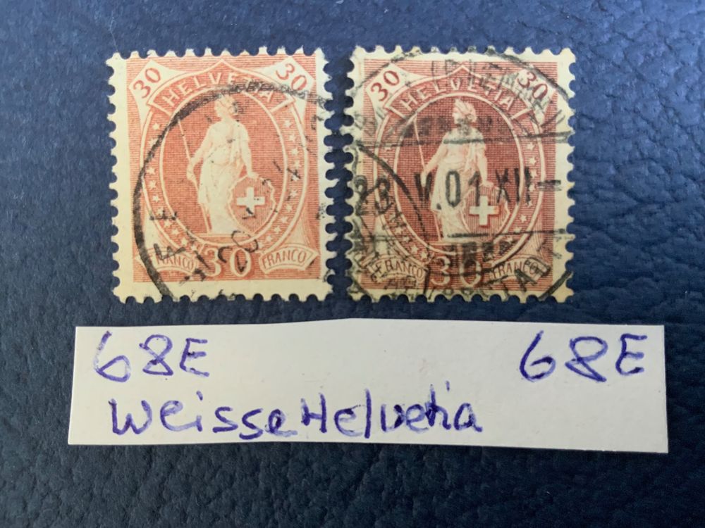 Briefmarken Schweiz stehende Helvetia 68E weisse Helvetia O (Gebraucht) in Binningen für CHF 2 ...